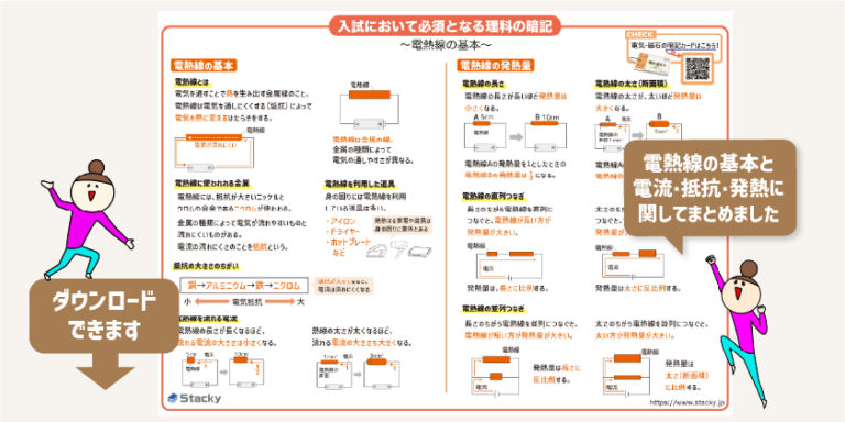 チートシート：抵抗と発熱を理解しよう！「電熱線」 ｜ Stacky スタッキー 〜 子どもたちの学習効果UPをねらうブログ
